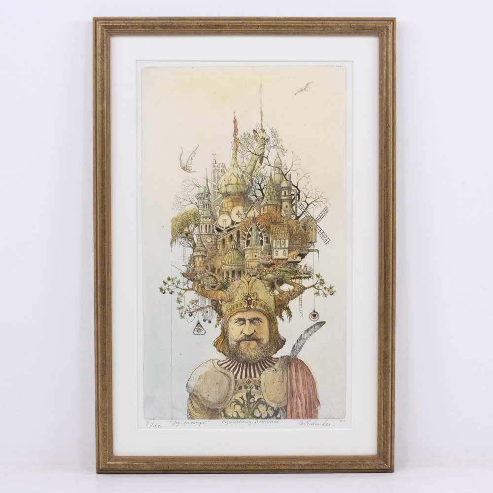 Cai Selander, akvarellerad etsning, "Jag- en europé", s | Auktion